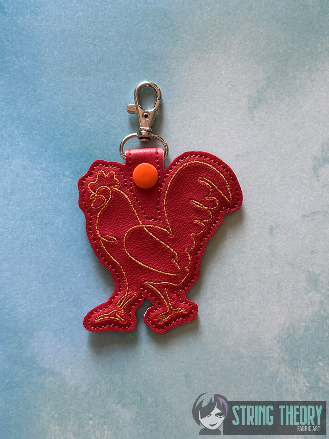 Continuous Line Rooster ITH in the Hoop Snap Tab Key Fob 4x4 Hoop ...