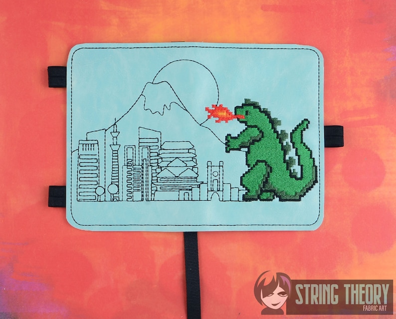 8 Bit Godzilla Notebook Cover 5x7 ITH Notebook Cover 5x7 Hoop Machine ...