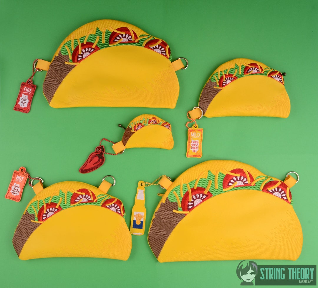 Taco Tuesday Partially Lined Zip Bag With Dangle SET ITH Zip Bag ...