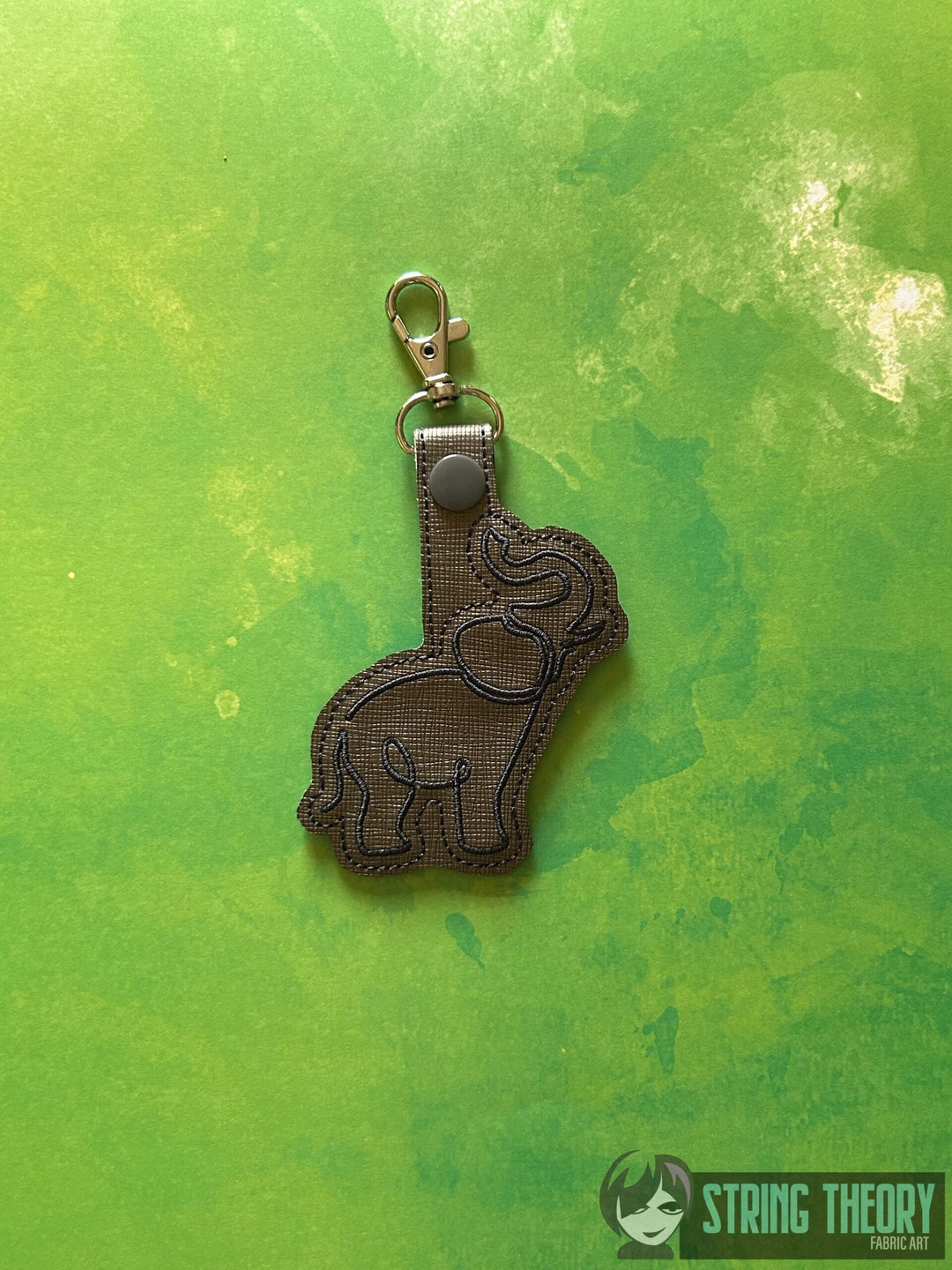 Continuous Line Elephant ITH in the Hoop Snap Tab Key Fob 4x4 Hoop ...