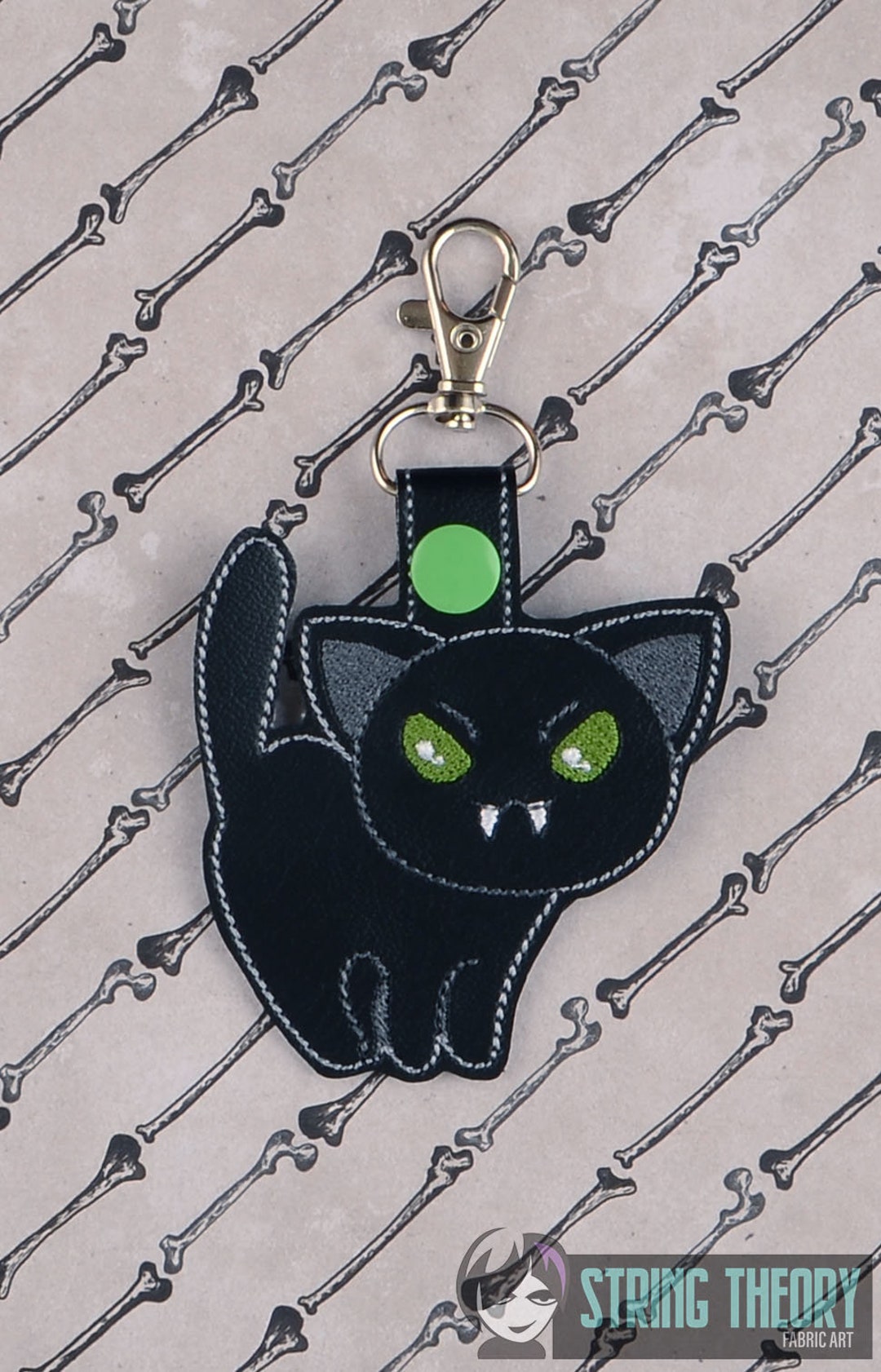 Chibi Vamp Cat Snap Tab Key Fob ITH in the Hoop Snap Tab Key Fob 4x4 ...