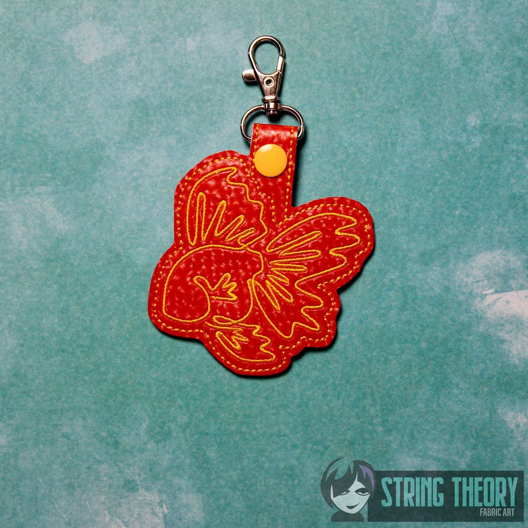 Continuous Line Goldfish ITH in the Hoop Snap Tab Key Fob 4x4 Hoop ...