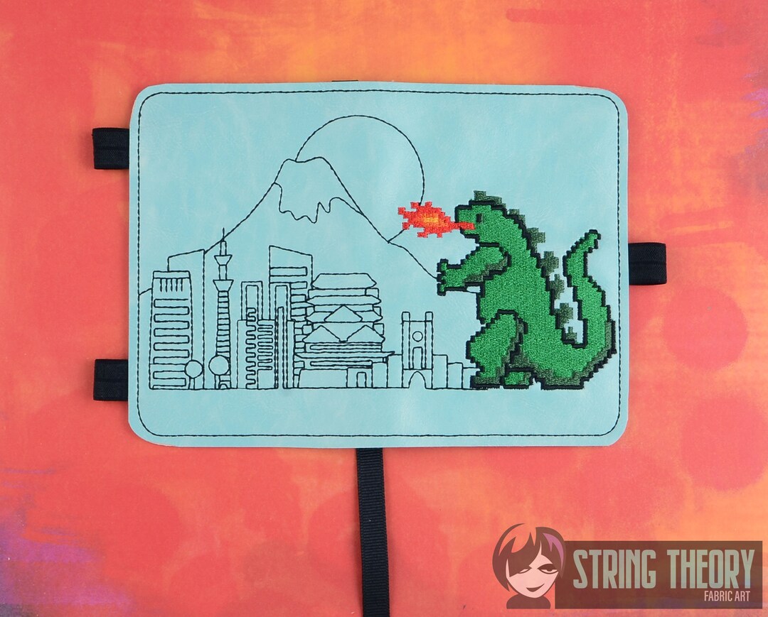 8 Bit Godzilla Notebook Cover 6x10 ITH Notebook Cover 6x10 Hoop Machine ...
