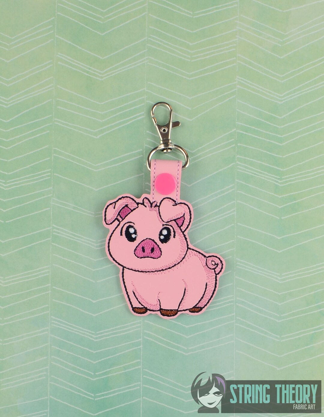Chibi Piggy Snap Tab Key Fob ITH in the Hoop Snap Tab Key Fob 4x4 Hoop ...