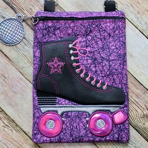 Roller Skate Fully Lined Zip Bag With Dangle ITH Zip Bag 6x10 Hoop ...