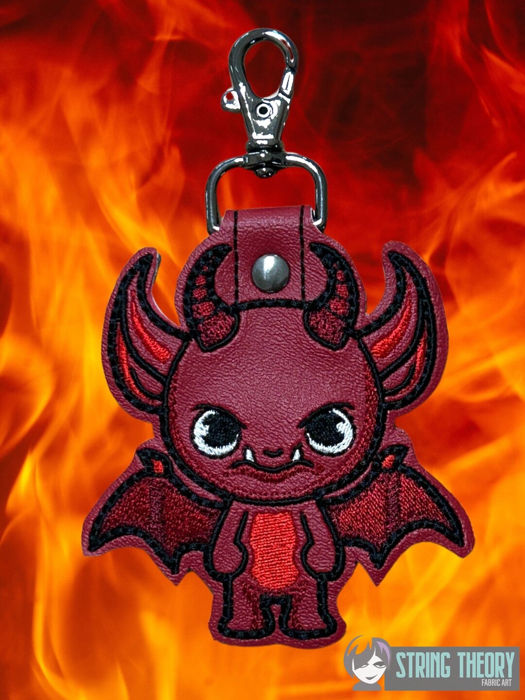 Chibi Demon Devil Snap Tab Key Fob ITH in the Hoop Snap Tab Key Fob 4x4 ...