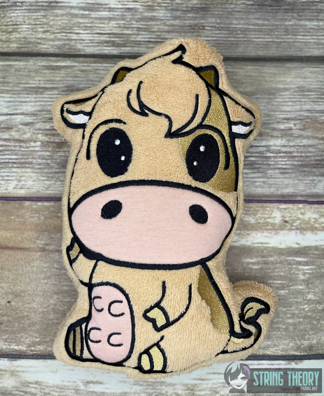 Chibi Sitting Cow 7x11 ITH in the Hoop Snap Tab Key Fob 7x11 Hoop ...