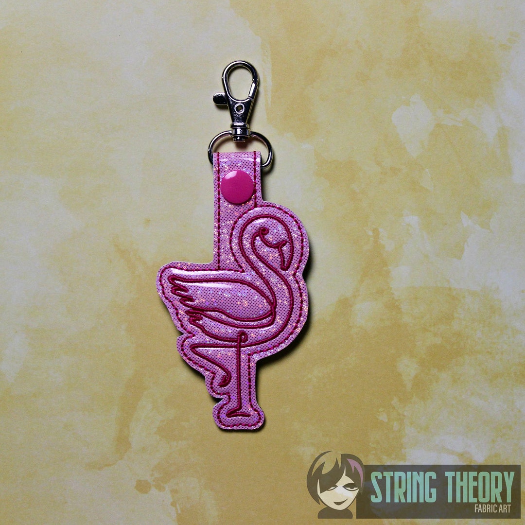 Continuous Line Flamingo ITH in the Hoop Snap Tab Key Fob 4x4 Hoop ...