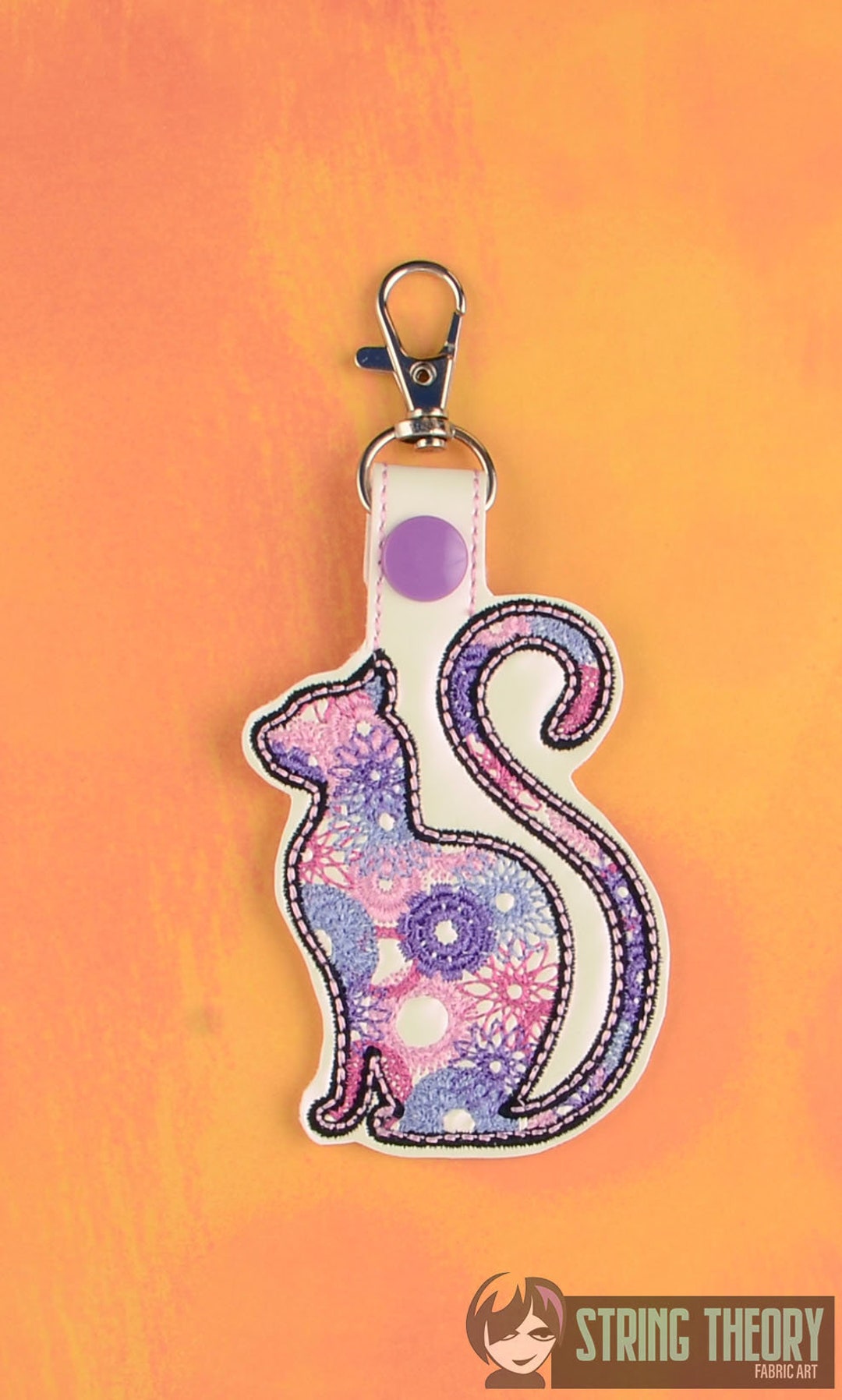 Spirograph Cat ITH in the Hoop Snap Tab Key Fob 4x4 Hoop Machine ...