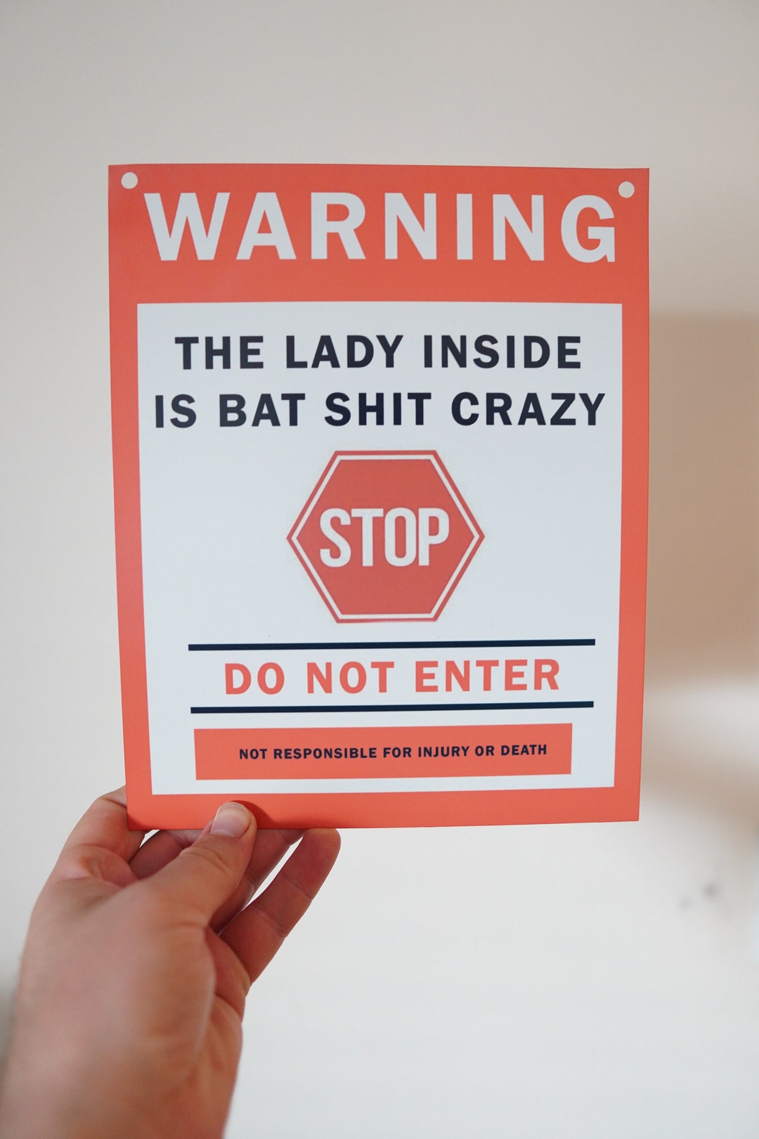 Warning Sign Crazy Lady Inside Beware. Proceed With Caution Keep Out - Etsy