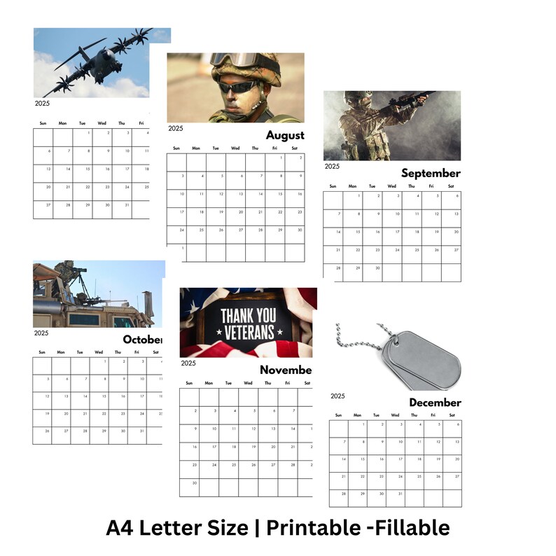 18-month Military Tribute Printable Calendar 2024-2025 | Patriotic ...