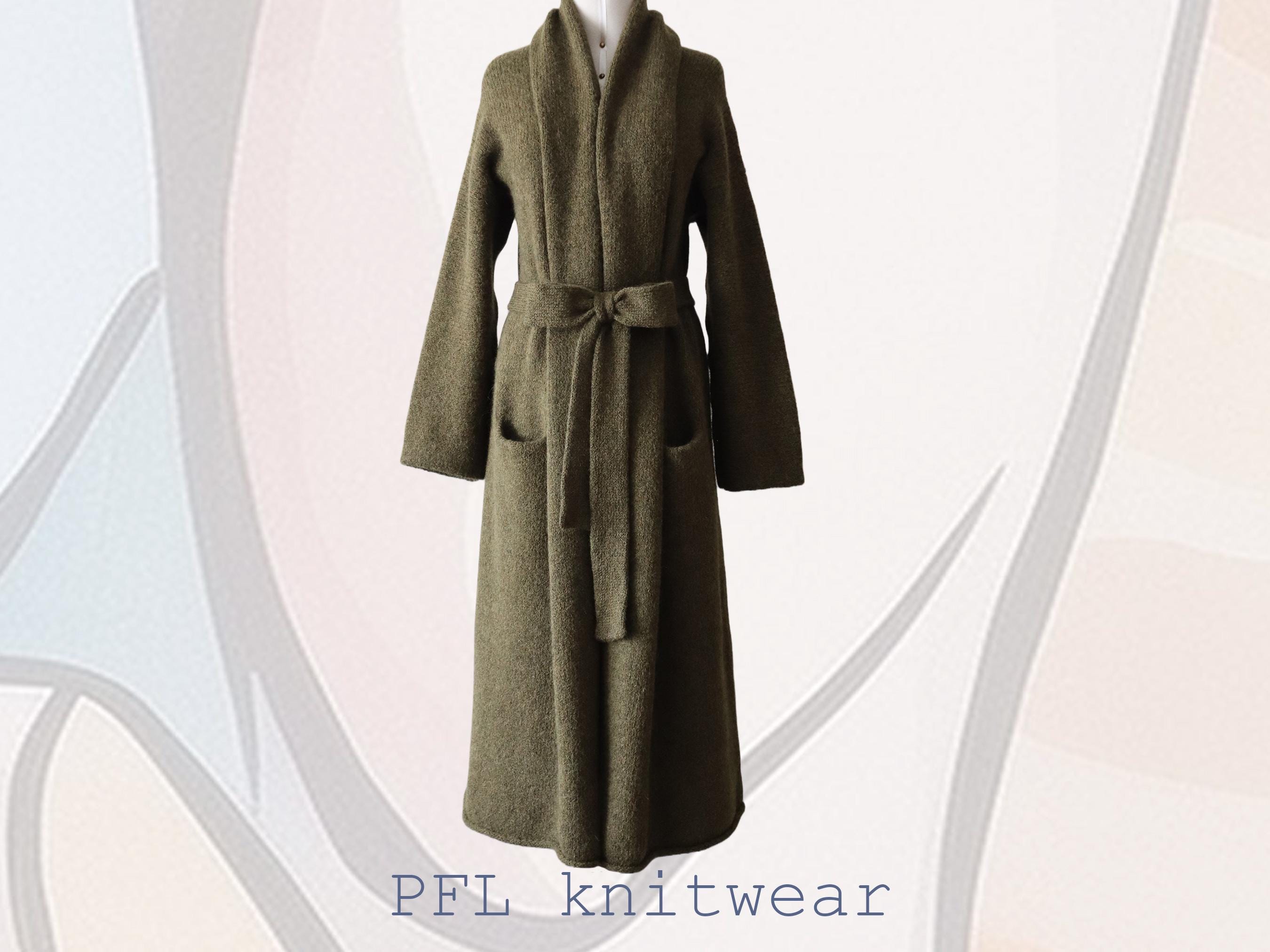 Capote Coat, Alpaca Blend Felted, Military Green, Cardigan Hand Knitted ...