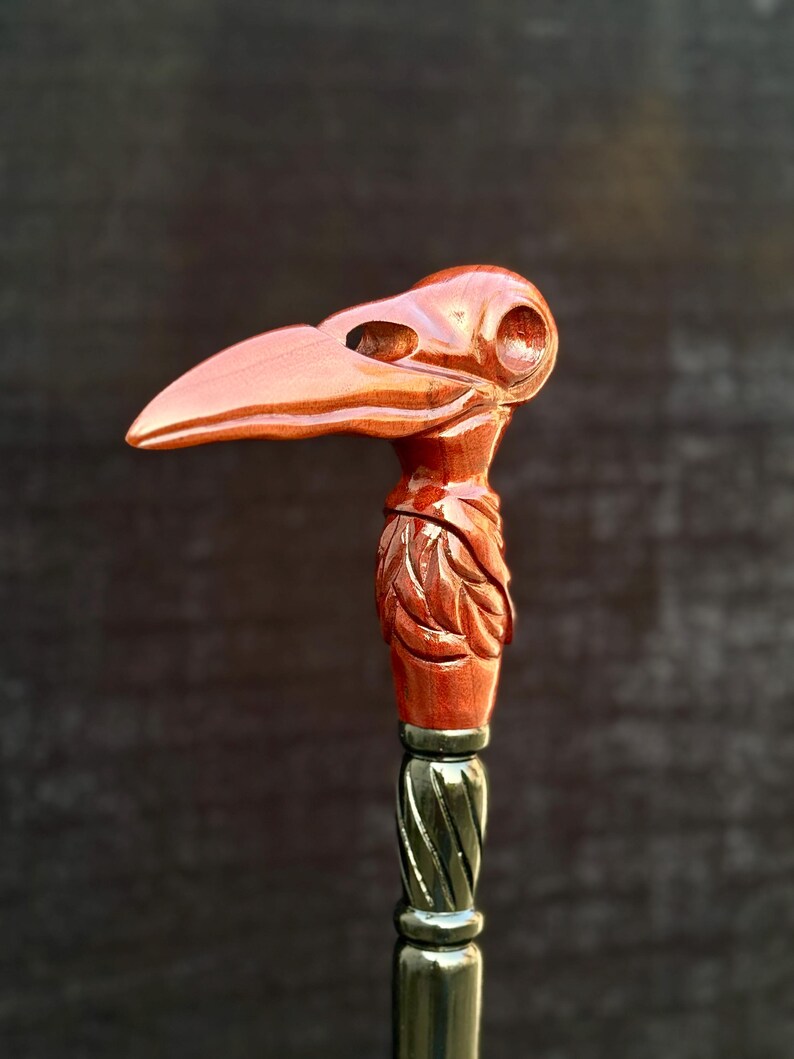 Victorian Raven Crow Hand-carved Walking Stick Unique Design, Perfect ...