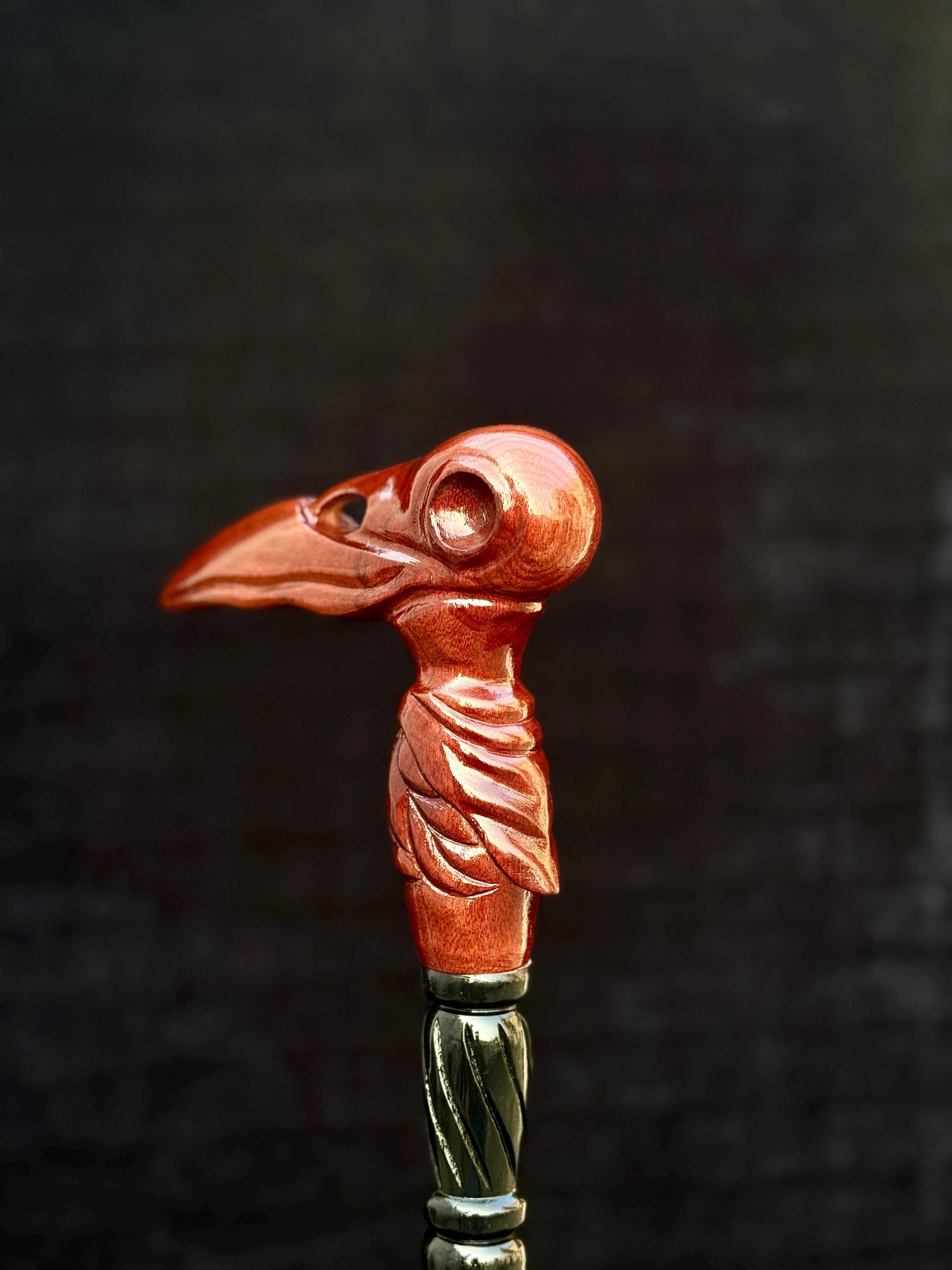 Victorian Raven Crow Hand-carved Walking Stick Unique Design, Perfect ...