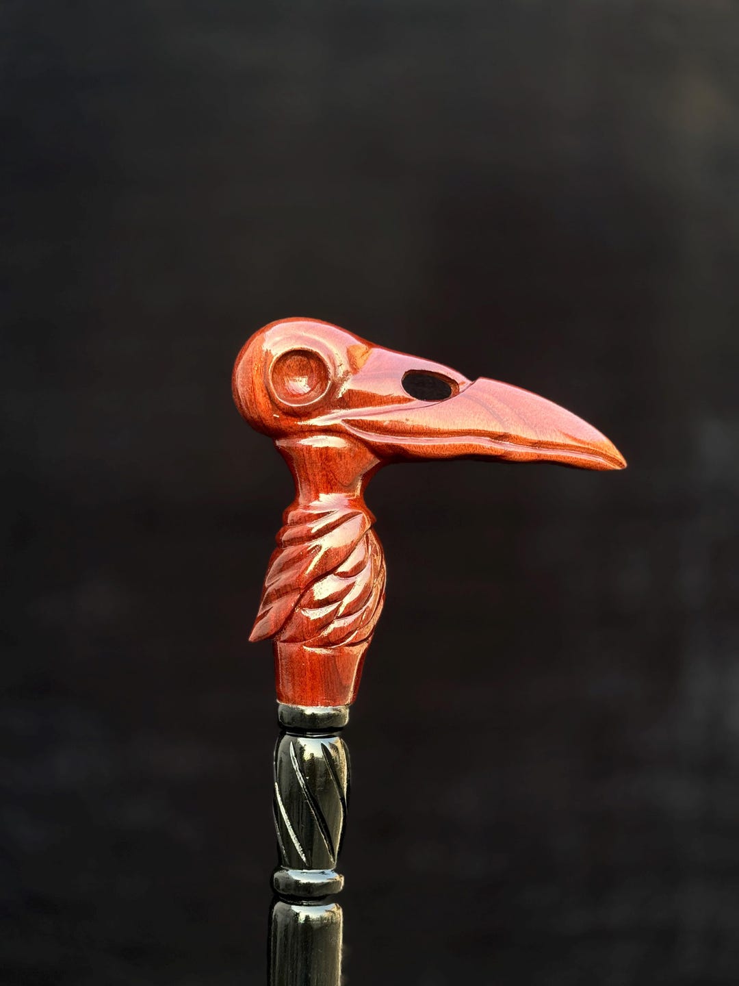 Victorian Raven Crow Hand-carved Walking Stick Unique Design, Perfect ...
