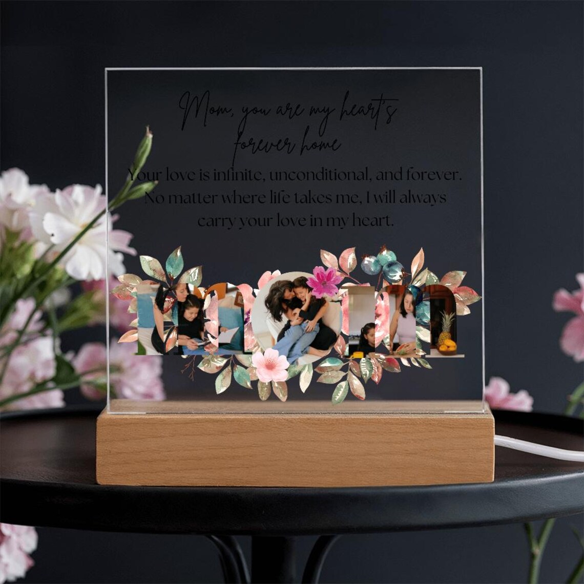 Personalized Mom Acrylic Plaque With Custom Photos | Floral Mother's ...