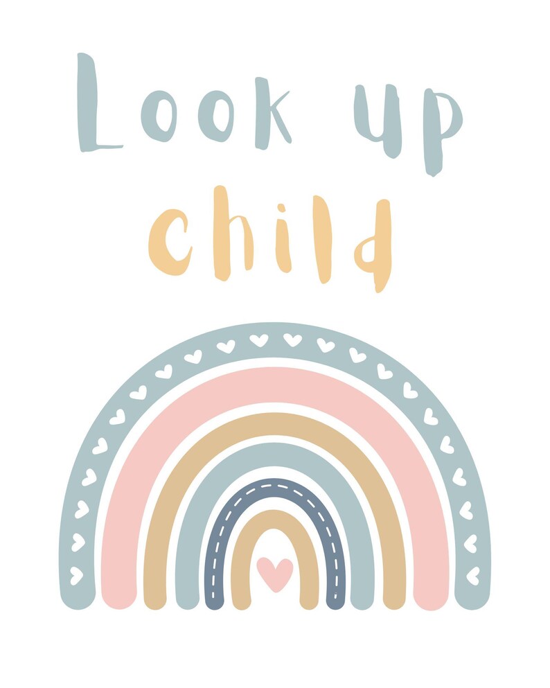 Watercolor Playroom Decor, Look up Child, Nursery Decor, Let's Play ...