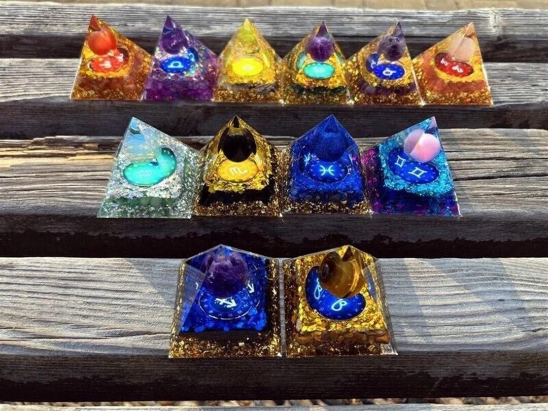 Zodiac Orgonite Pyramid Constellation Energy Generators Orgone Obsidian Rolling Stone - Etsy