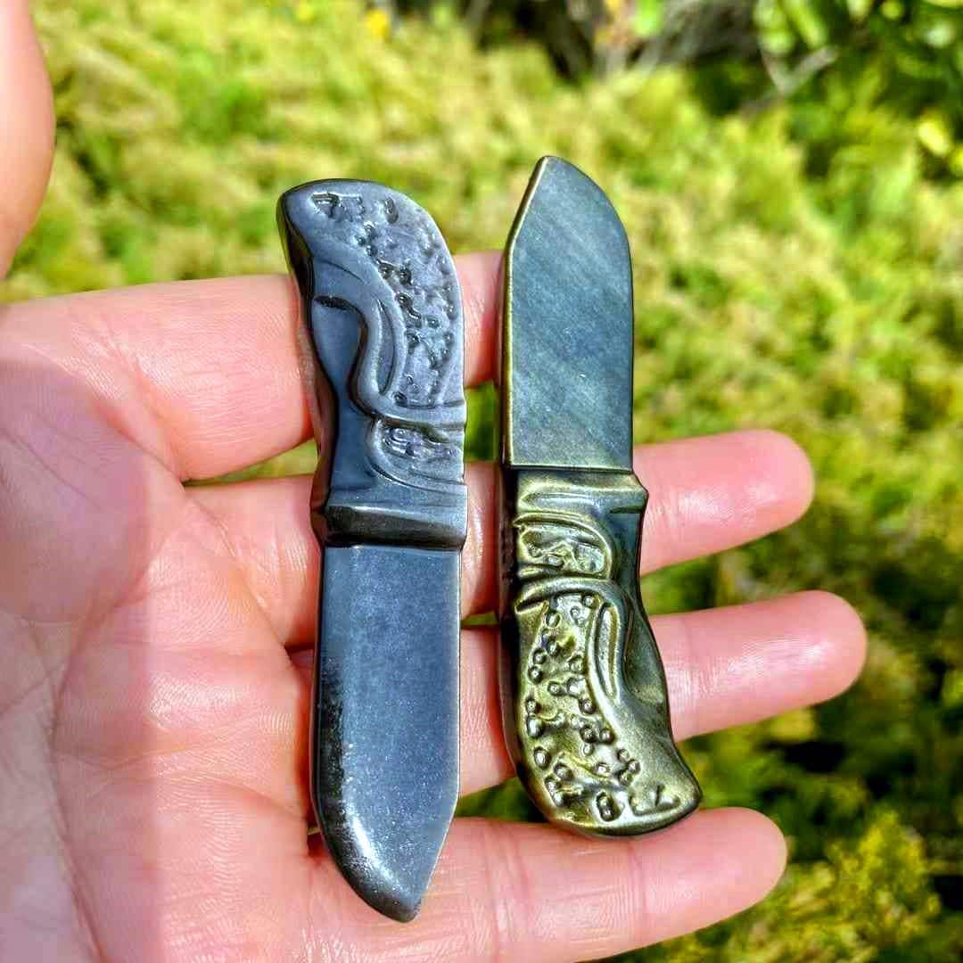 Obsidian Blade Knife – Volcanic Glass Ritual Tool, Handcrafted Cutting ...