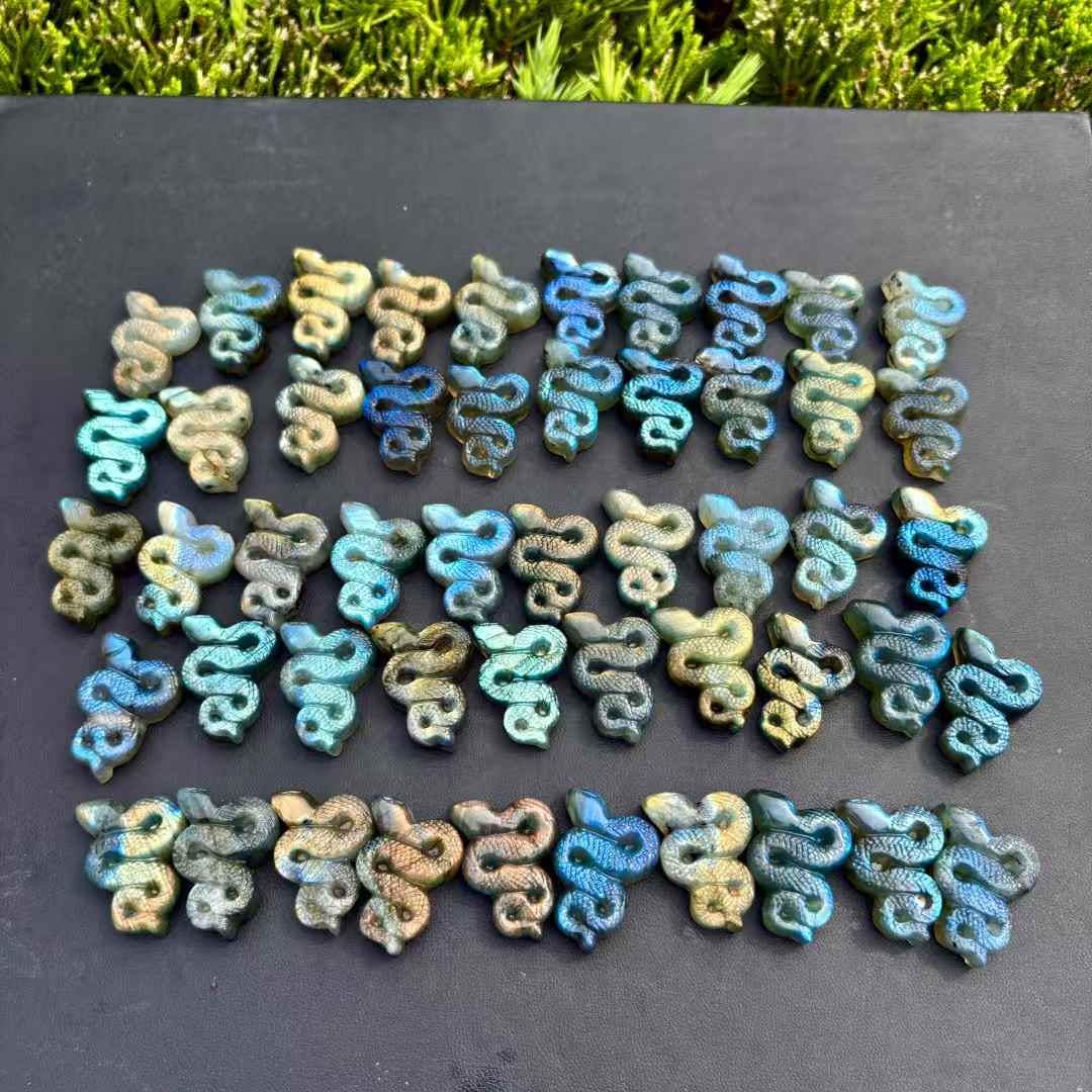 Ethereal 3cm Labradorite Serpent Sculptures - Iridescent Gemstone ...