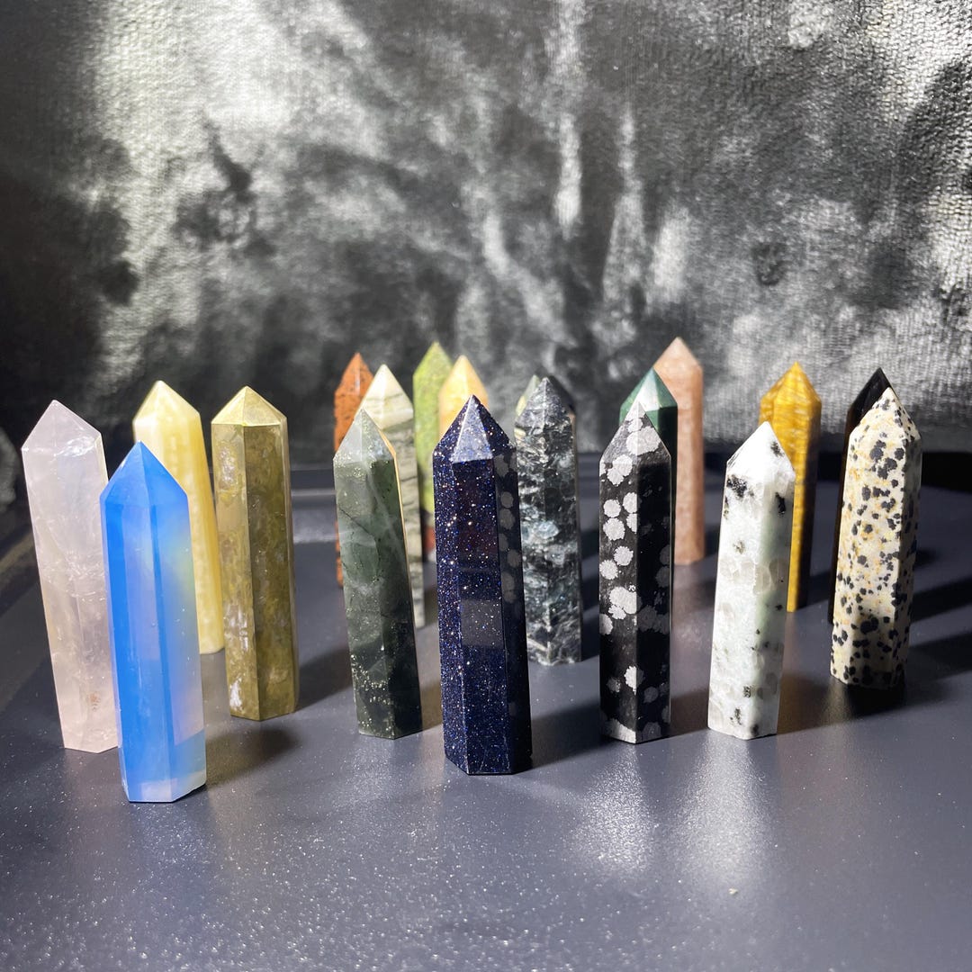 Natural Crystal Point Tower: Healing Quartz Obelisk, Rose Quartz ...