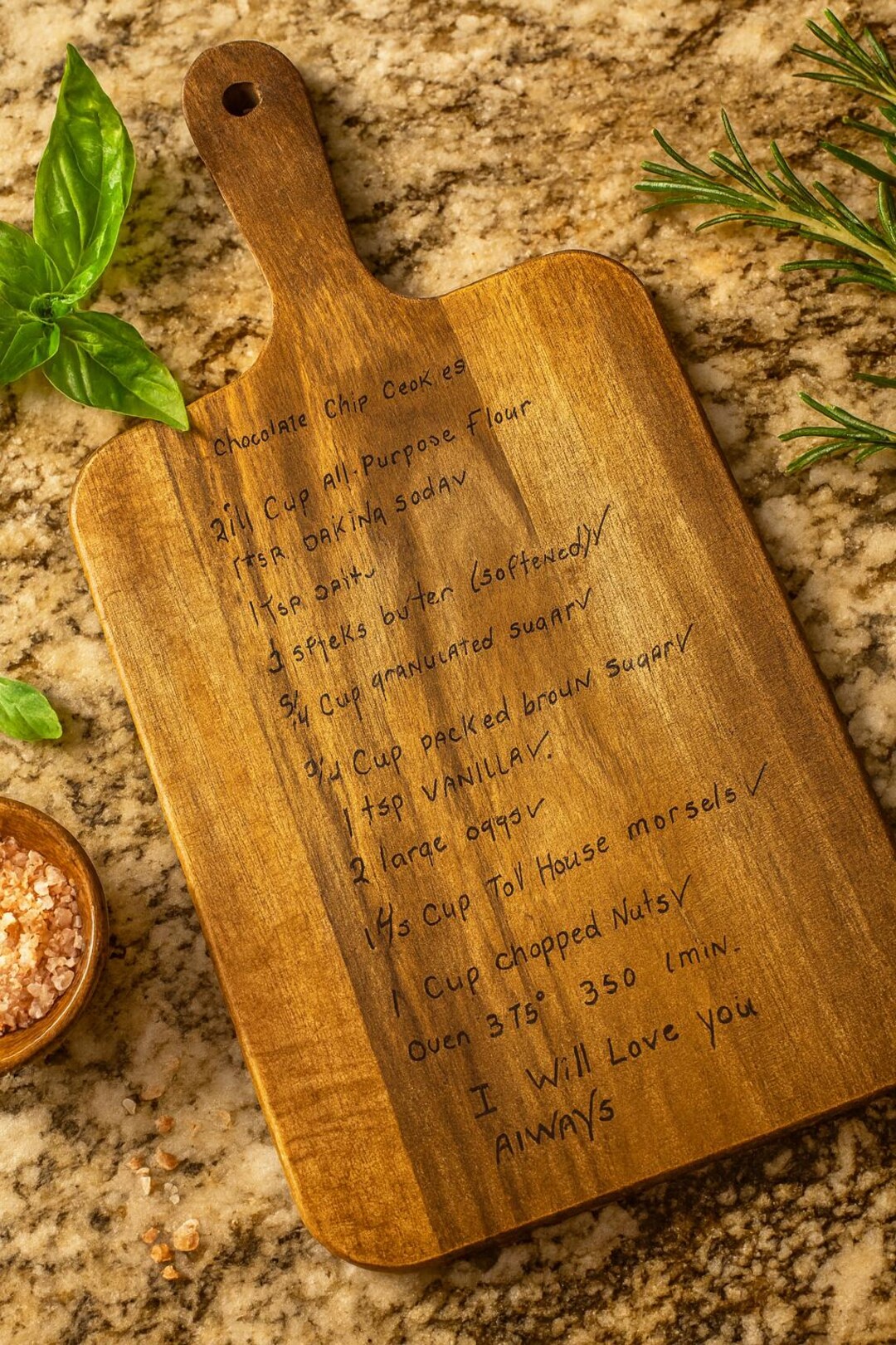 Personalized Handwritten Recipe Cutting Board | Custom Engraved Bread ...