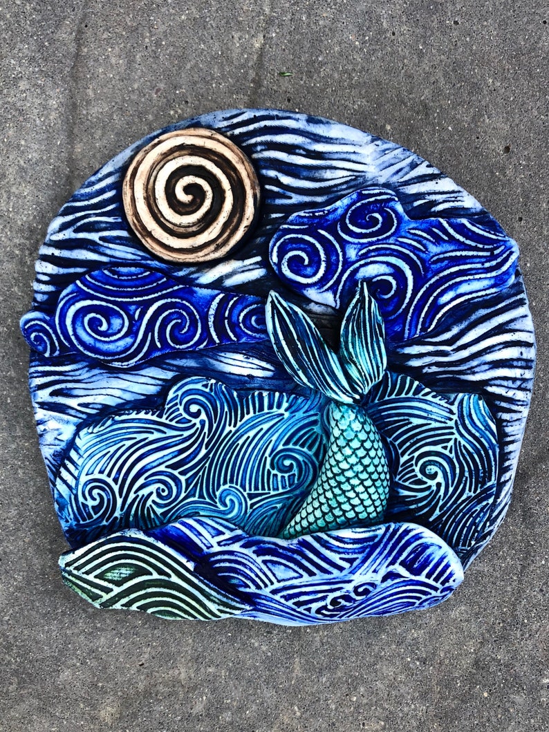 Garden Sculpture Stone Mermaid Coastal Decor Beach House - Etsy