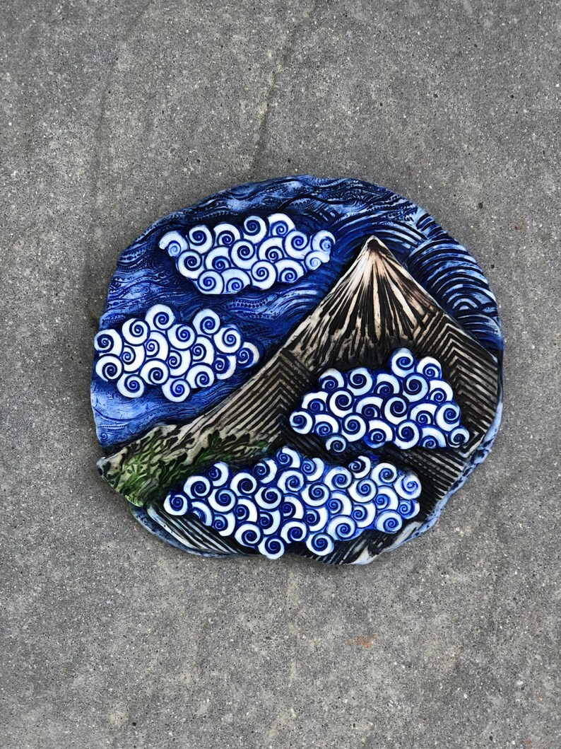 Garden Sculpture Mt Fuji Mountain Stone Garden Art Hokusai - Etsy