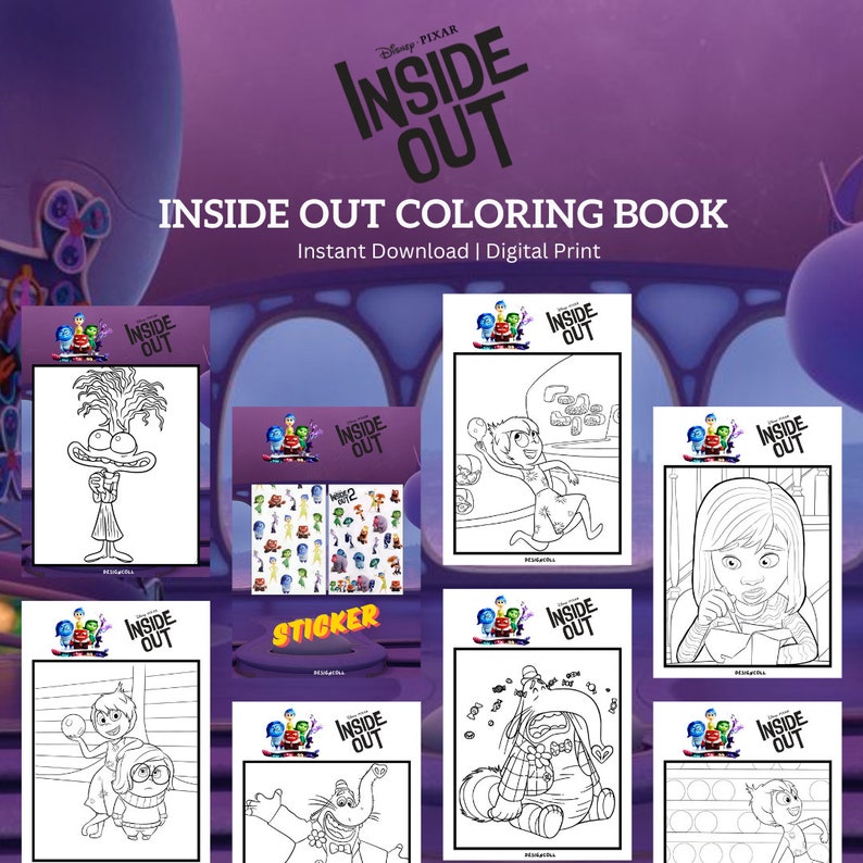 Inside Out Coloring Book: Cartoon Art, Creative Designs (PDF) - Etsy