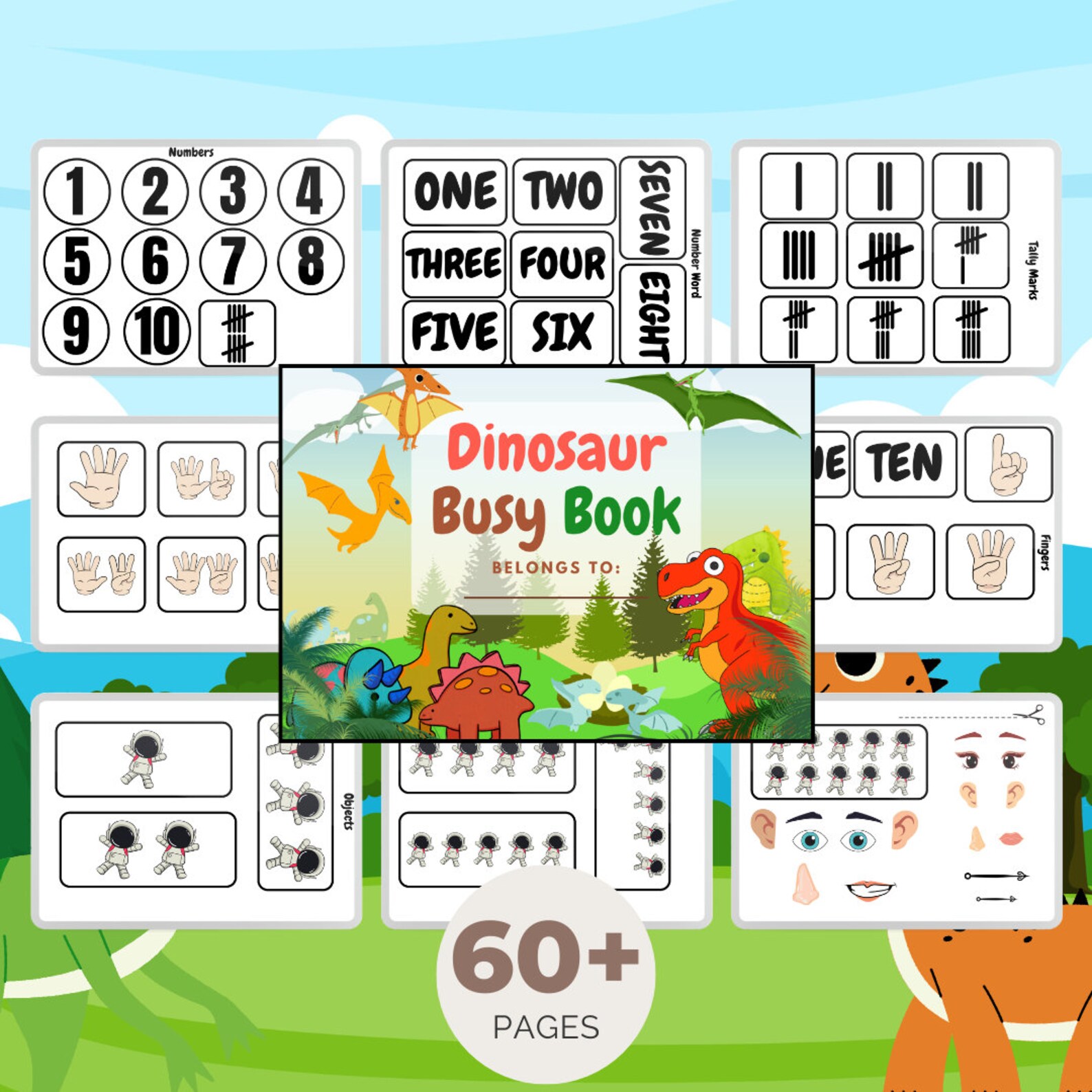 Dinosaur Busy Book Template, Activities, Children Book, Learning Book ...