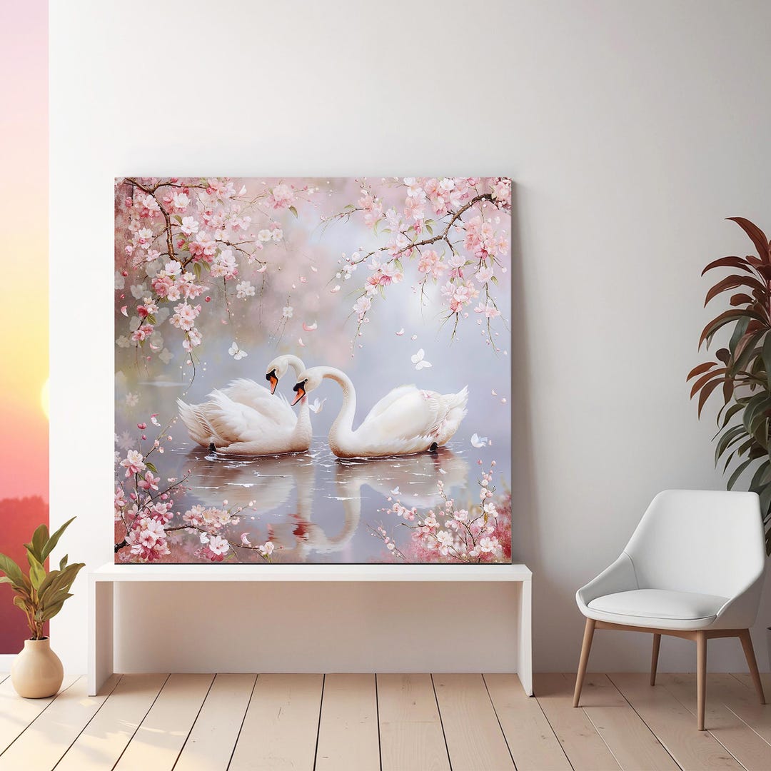 Rare Swan Lake Swan Romantic Couple Swan Print Swan Painting Swan Lover ...