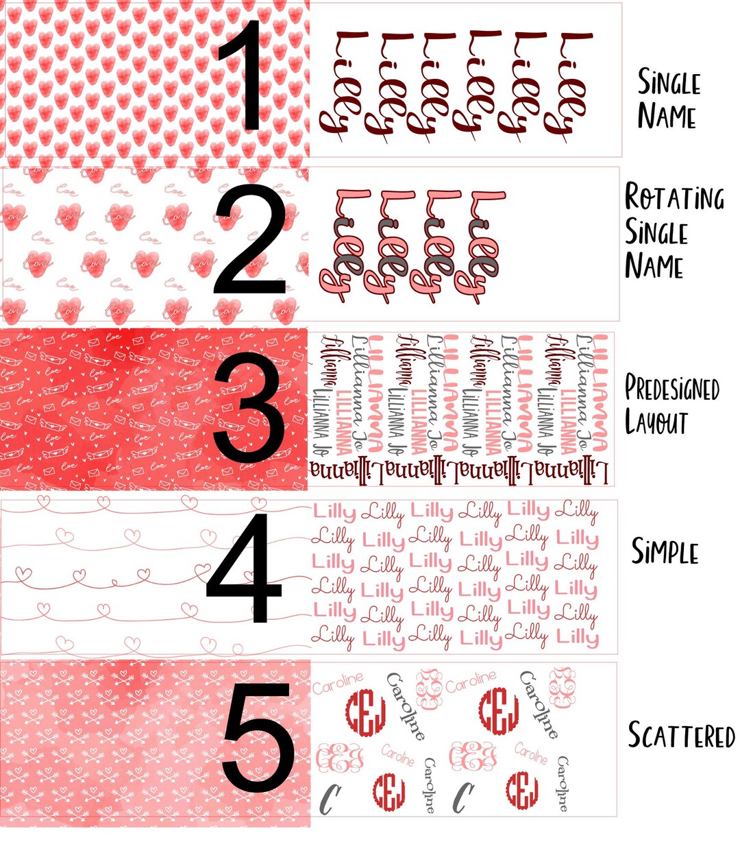 Personalized Valentine Heart Print Design Fabric Strips - Etsy