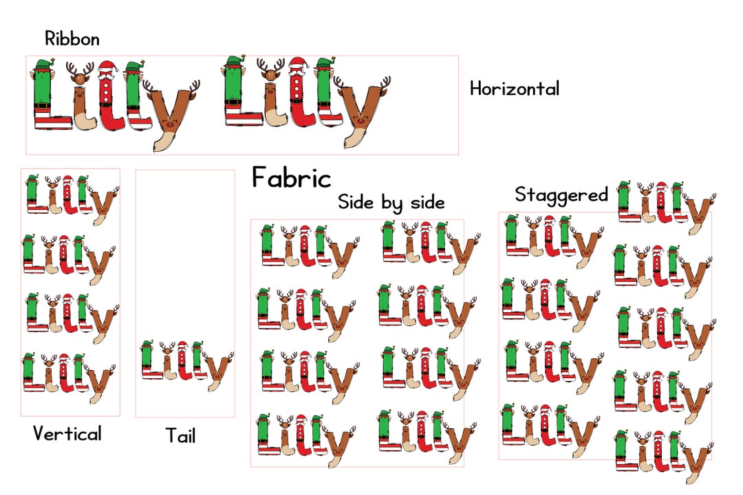 Personalized Christmas Name Ribbon/fabric Strips - Etsy