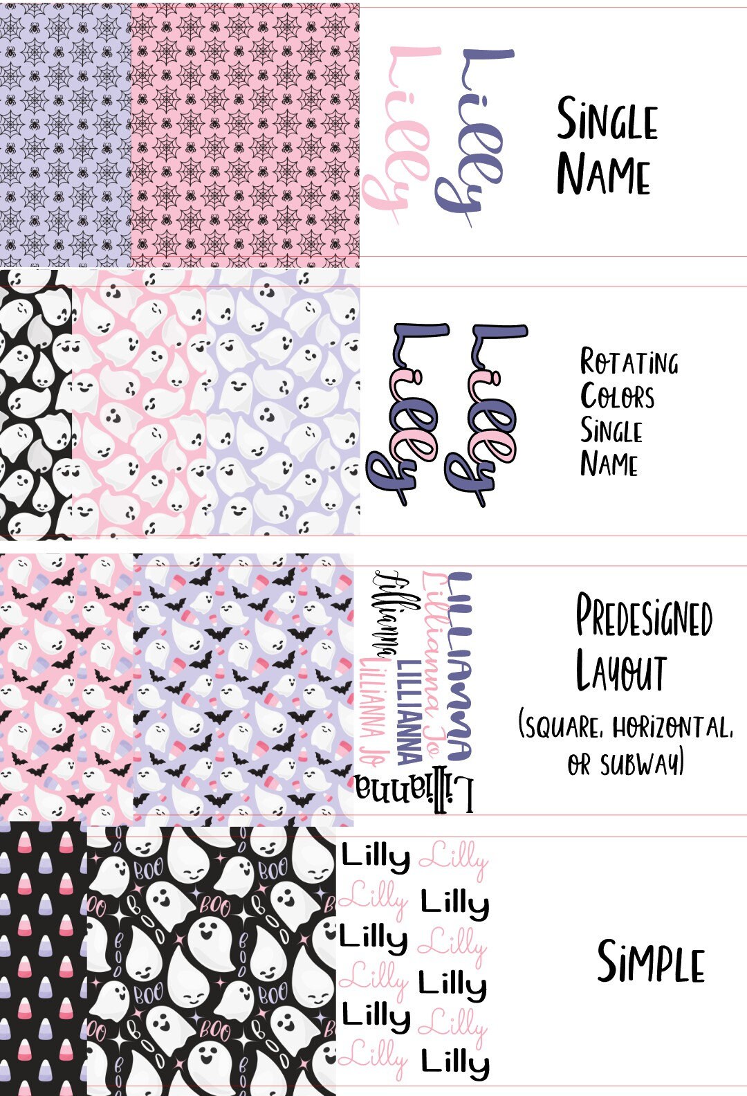 Personalized Ghostly Halloween Print Design Fabric Strips - Etsy