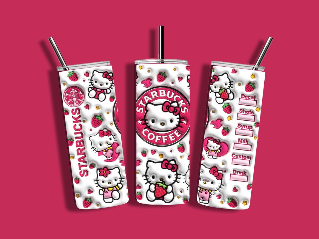 Cute Strawberry Cat-inspired 20 Oz Tumbler – Pink Coffee Cup With Lid ...