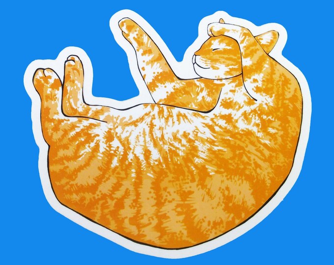 Orange Cat Sticker Sleepy Ginger Cat Sticker for Cat Lovers - Etsy