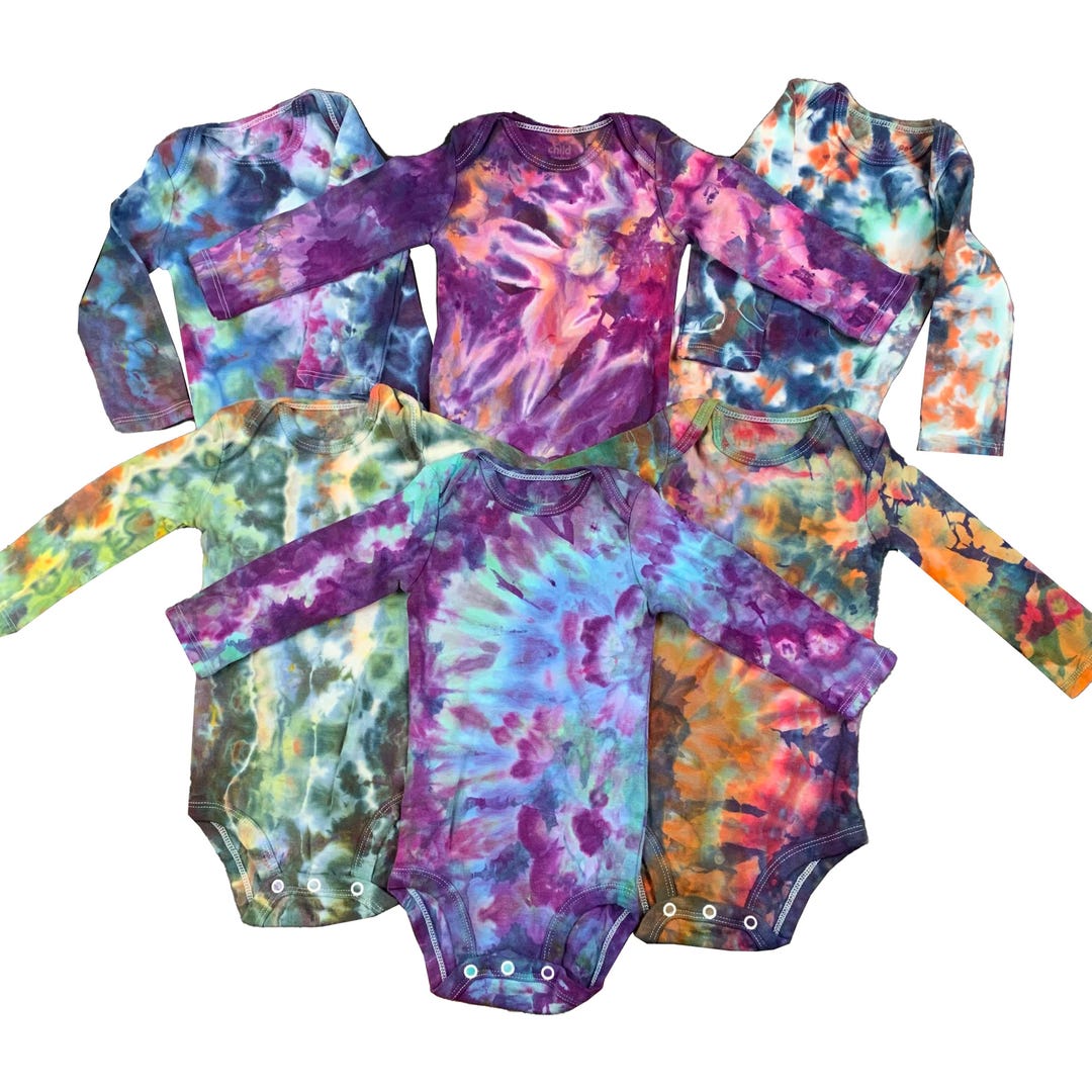 6-9M Tie Dye Baby Onesies Long Sleeves, Ice Dye Cotton Onesies for Boys ...