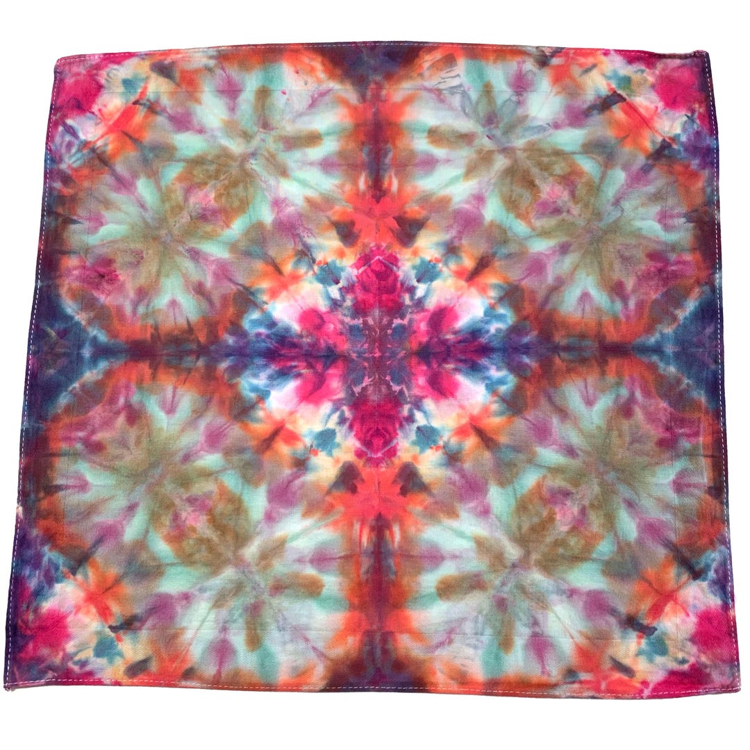 Ice Dye Handkerchief, Tie Dye Hankie or Colorful Pocket Square for Boho ...