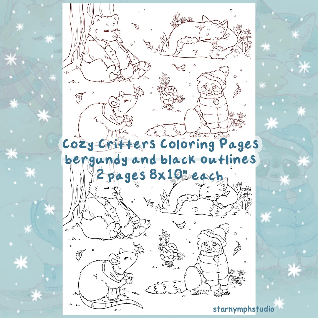 Cozy Critters Coloring Pages 2 Coloring Pages for Adult Coloring, Kids ...