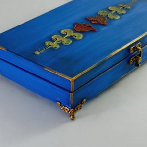 Painted Wooden Box With Hinged Lid for Sale & Gift, Decorative ...