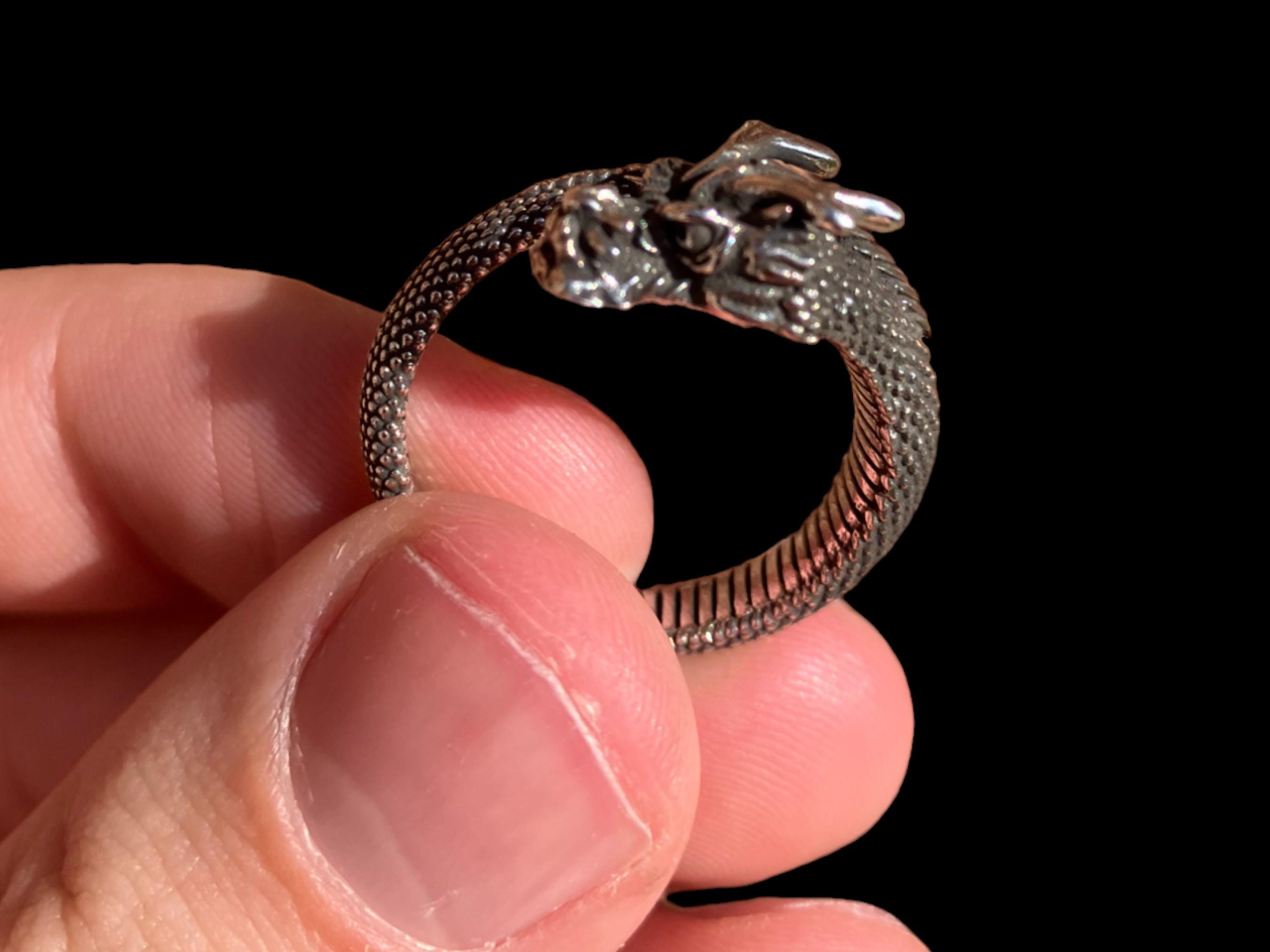 Dragon Face Ring Sterling Silver Adjustable Opening Ring Fantasy ...