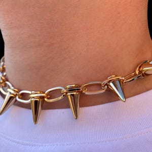 Chunky Gold Spiked Choker Spiked Rivet Jewellery Unique Gift Gothic ...