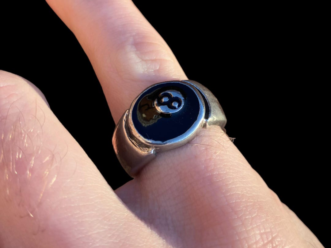 8 Ball Ring Stainless Steel Adjustable Ring Rock & Roll Jewellery ...