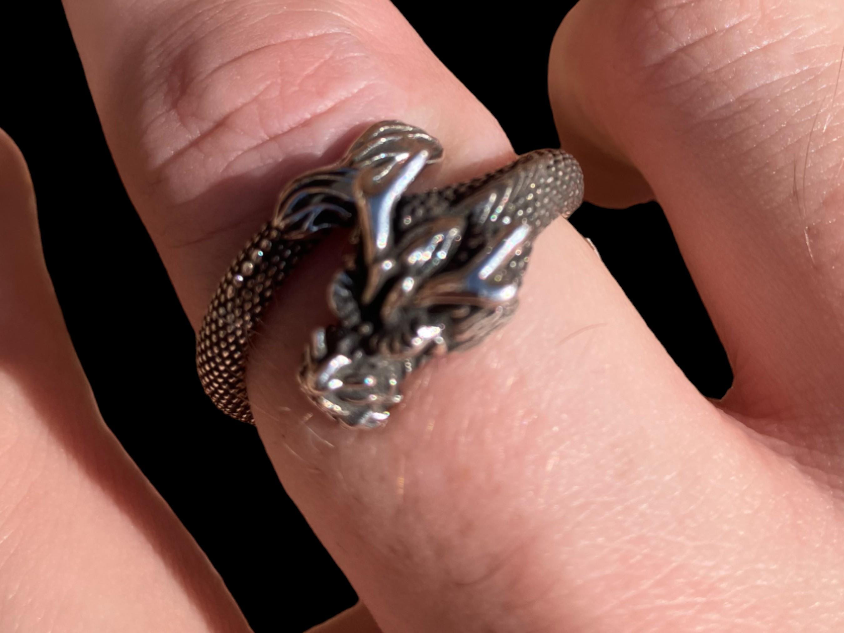 Dragon Face Ring Sterling Silver Adjustable Opening Ring Fantasy ...