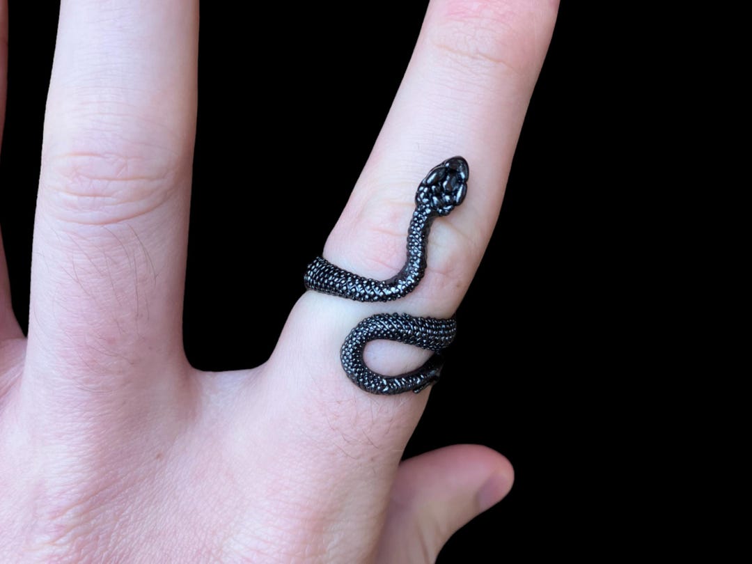 Snake Ring Black Snake Ring Stainless Steel Adjustable Opening Wrap ...