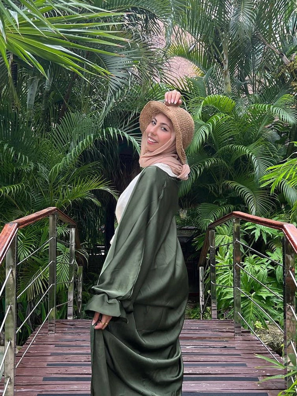 Green Layla Open Abaya - Etsy