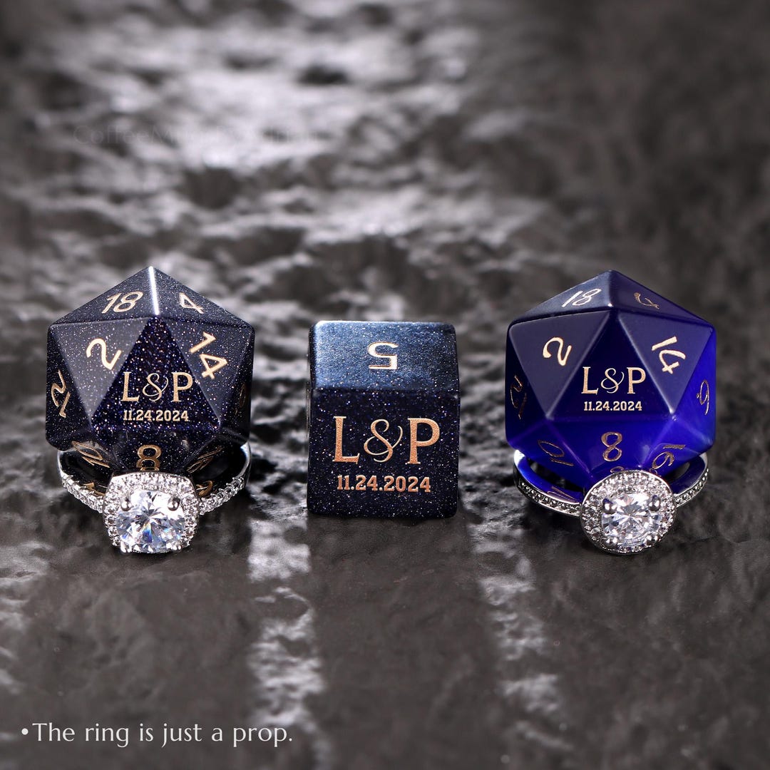 Custom Gemstone Wedding D20 - Personalized Wedding Dice Set, Dnd ...