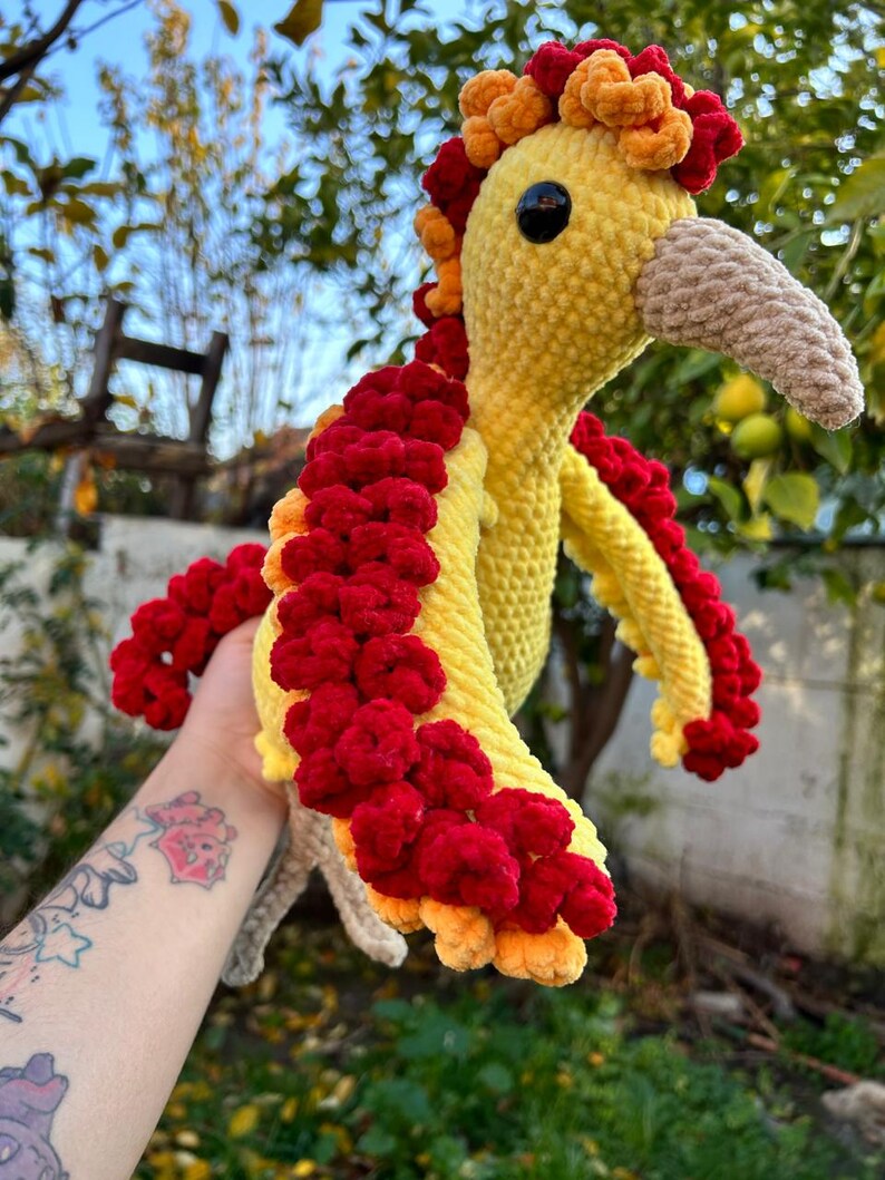 Moltres Plush Amigurumi – Handmade Crochet Pokémon Bird With Fluffy ...