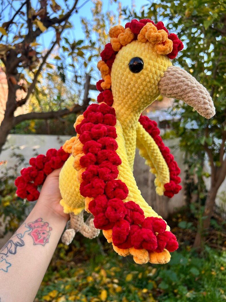 Moltres Plush Amigurumi – Handmade Crochet Pokémon Bird With Fluffy ...
