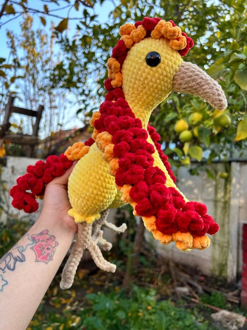 Moltres Plush Amigurumi – Handmade Crochet Pokémon Bird With Fluffy ...